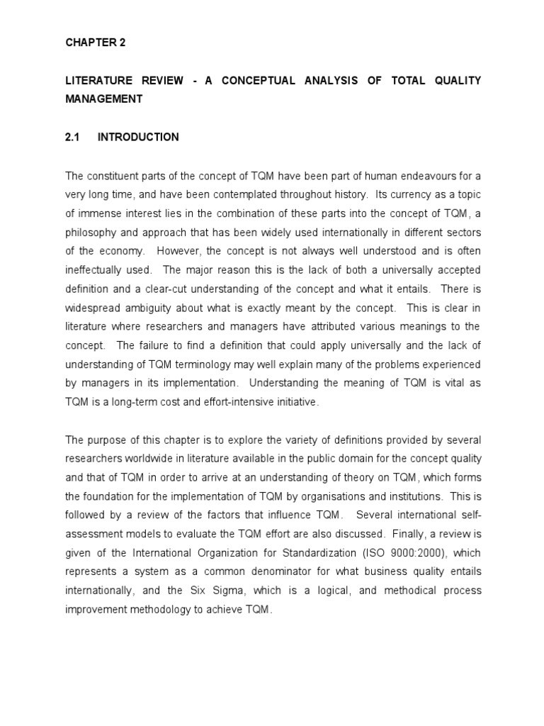 Literature Review of TQM | PDF | Quality (Business) | Business Process