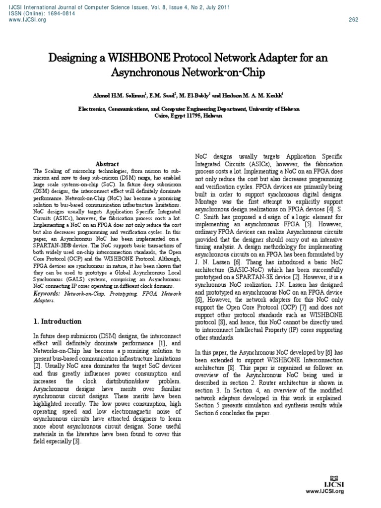 Designing A WISHBONE Protocol Network Adapter For An Asynchronous ...
