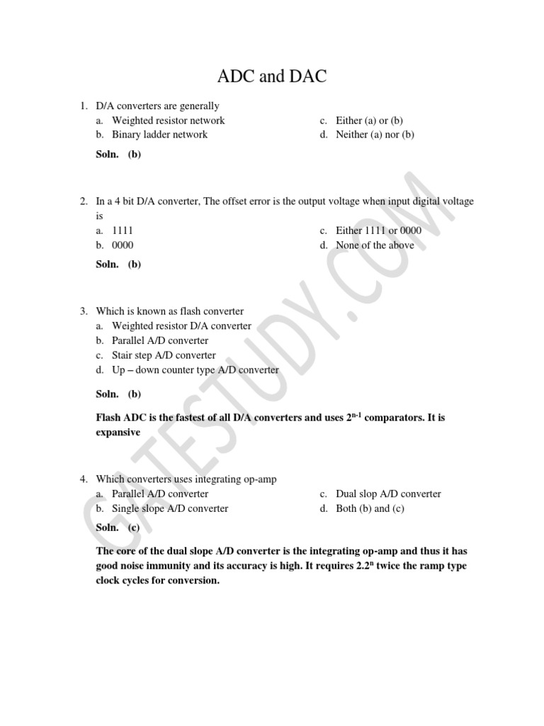 ADC and DAC | PDF | Analog To Digital Converter | Digital To Analog ...