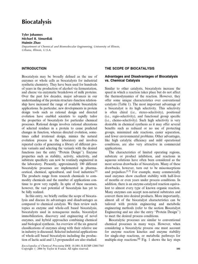 Chemical Vs Enzyme Catalydasis Advantage | PDF | Enzyme | Catalysis