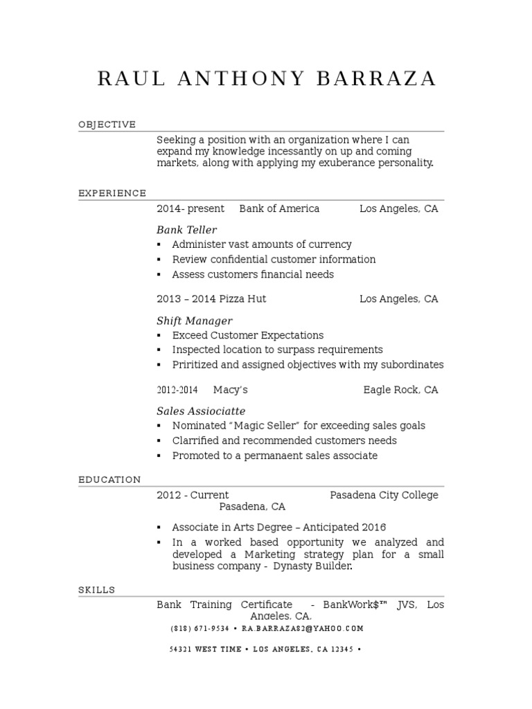 Raul Anthony Barraza's Resume | PDF | Business | Law