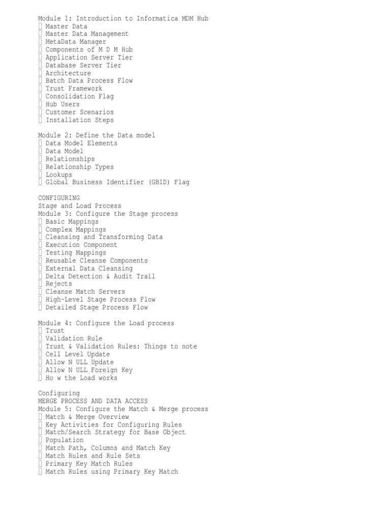 Informatica MDM Course | PDF | Data Model | Databases