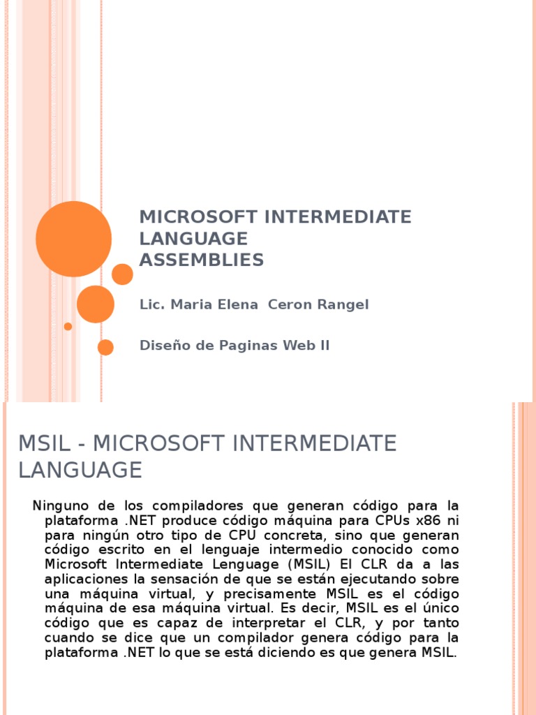 MSIL: Código Intermedio en .NET | PDF | .NET Framework | Compilador