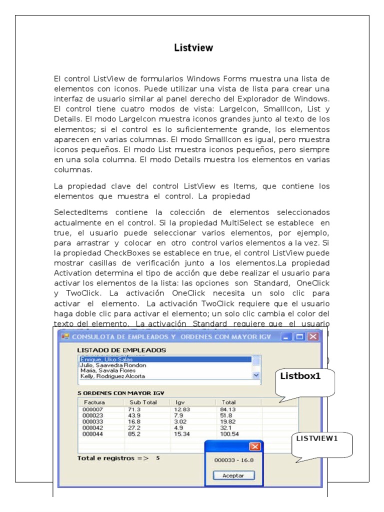List View - Visual Basic Net | PDF | Point and Click | Desarrollo de ...