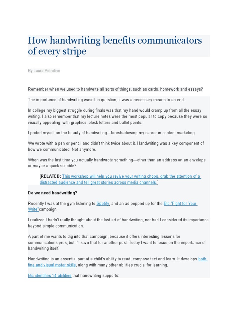 How Handwriting Benefits Communicators of Every Stripe | PDF ...