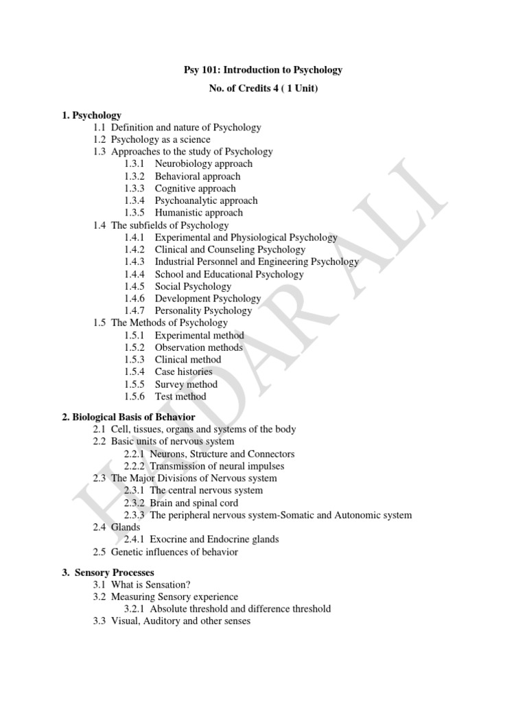 Psy 101 | PDF | Perception | Nervous System