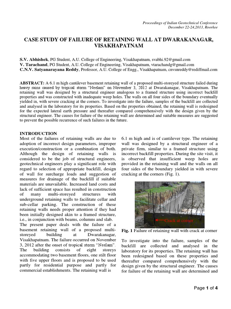 Failure of Retaining Wall - Case Study | PDF | Bending | Geotechnical ...
