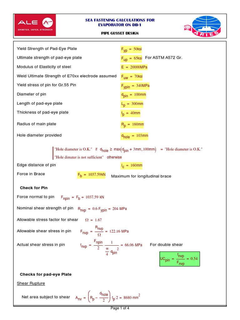 Mathcad - Pipe Gusset Plate | PDF | Strength Of Materials | Stress ...