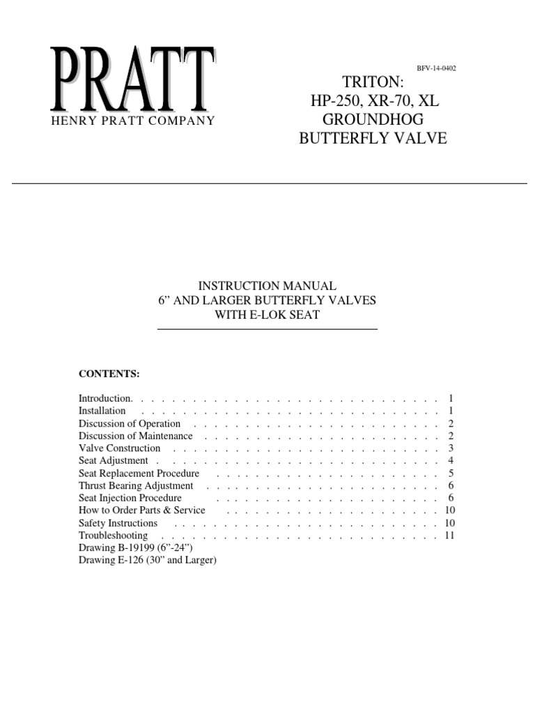 Pratt - Bfv-14 Triton XR, XL, Hp-250 | PDF | Valve | Bearing (Mechanical)