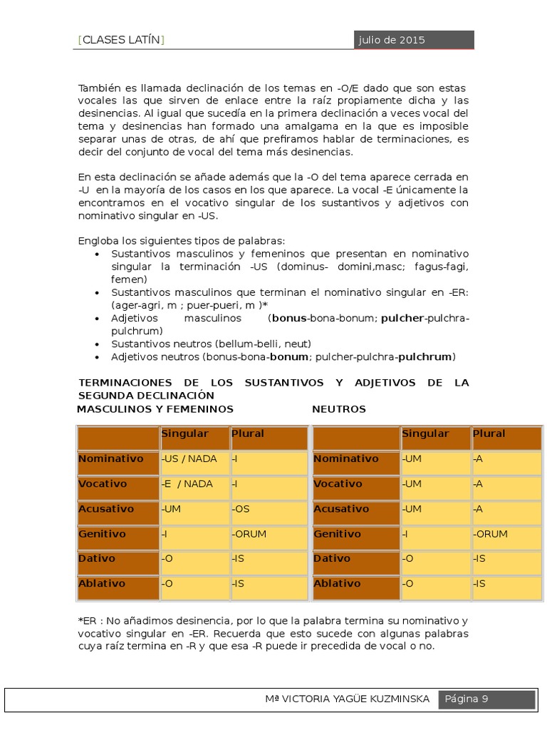 Segunda Declinación en Latín: Guía Completa | PDF | Lingüística | Semiótica