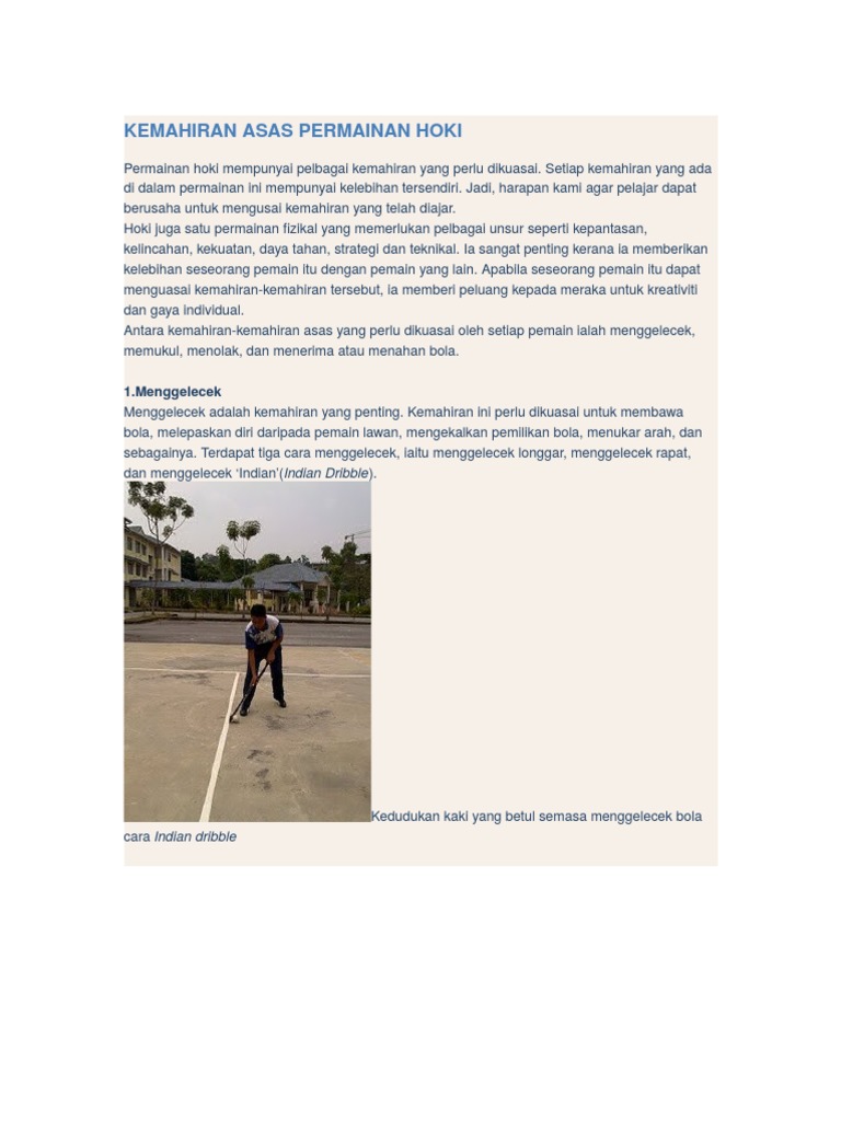 Kemahiran Asas Permainan Hoki | PDF | Variasi Hoki | Peraturan dan ...