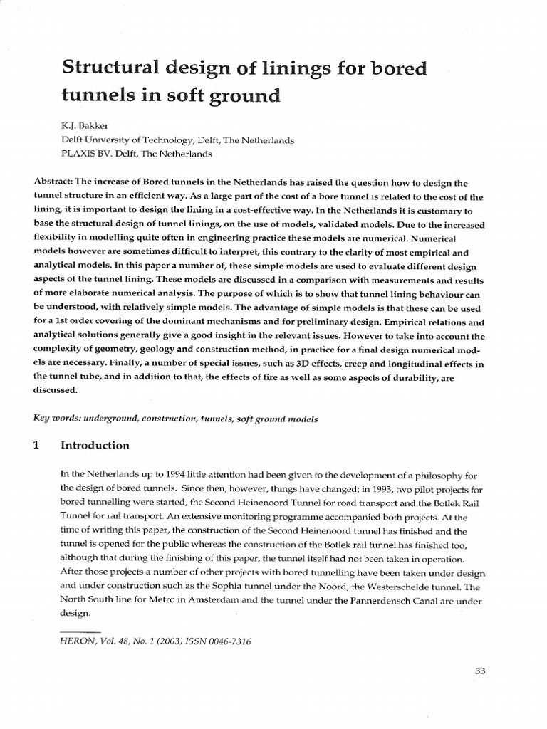 Structural Design Linning Tunnel Soft Ground (2003) | PDF | Language ...