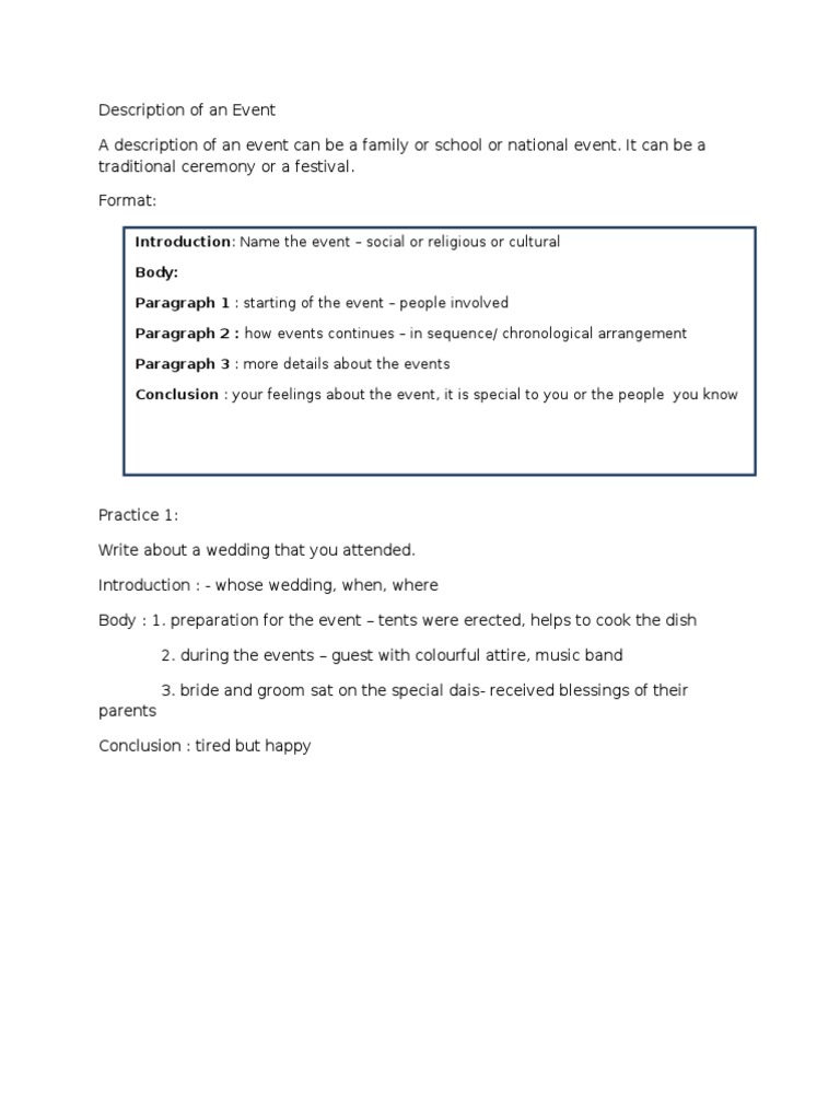 Description of An Event | PDF | Wedding | Bride