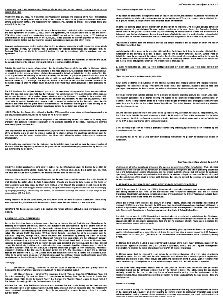 Digest Pool 2nd Wave CivPro | PDF | Complaint | Lawsuit