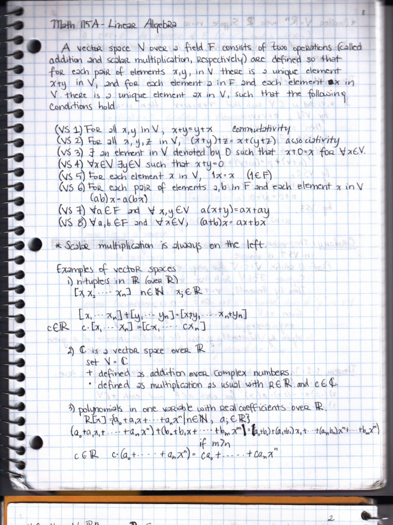 Linear Algebra Notes | PDF