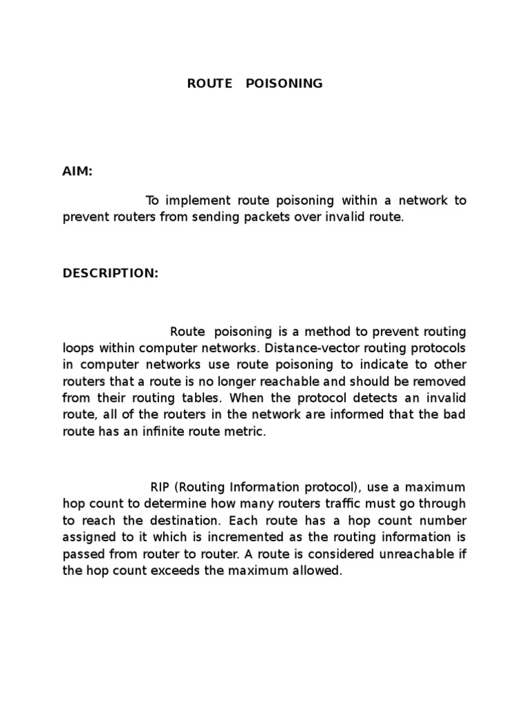 Route Poisoning | PDF | Routing | Router (Computing)