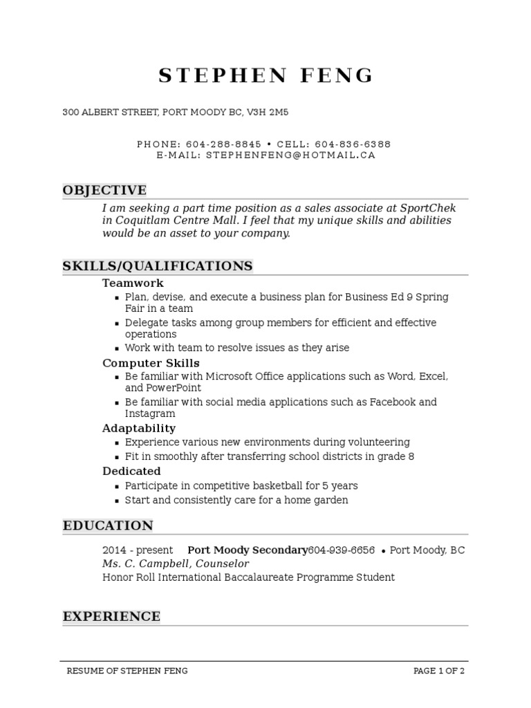 Resume Template Short Version | PDF