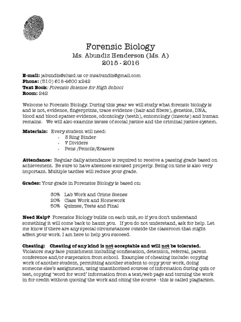 Forensic Biology Course Overview | PDF | Forensic Science | Gender