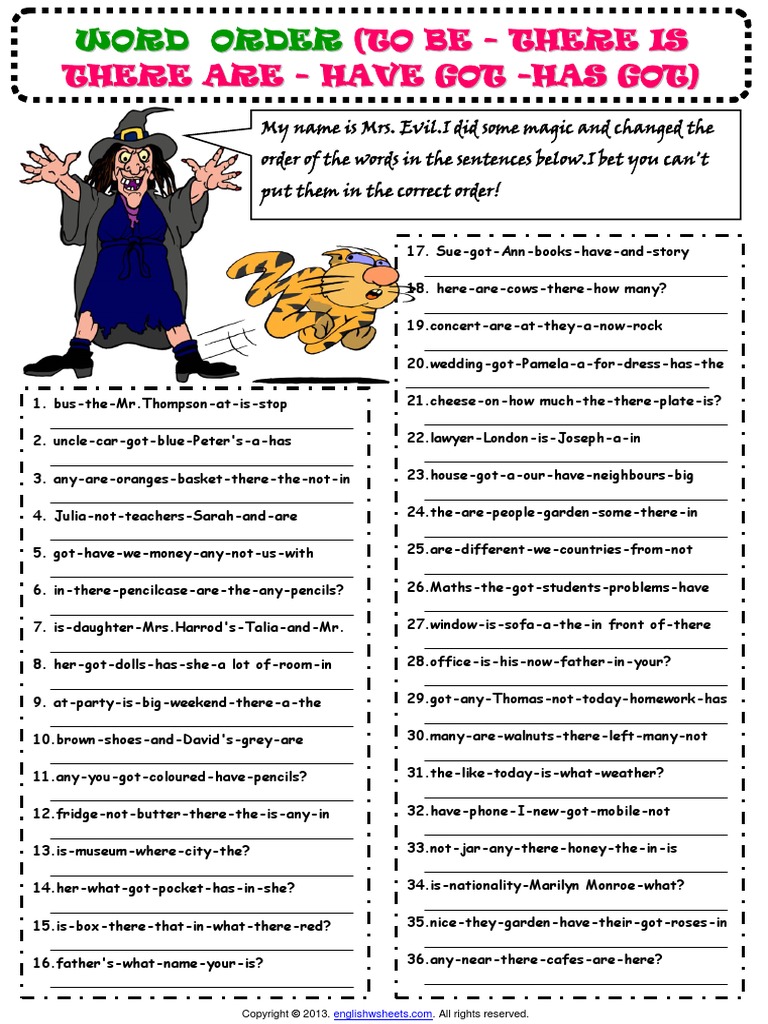 Word Order To Be There Is There Are Have Got Has Got | PDF