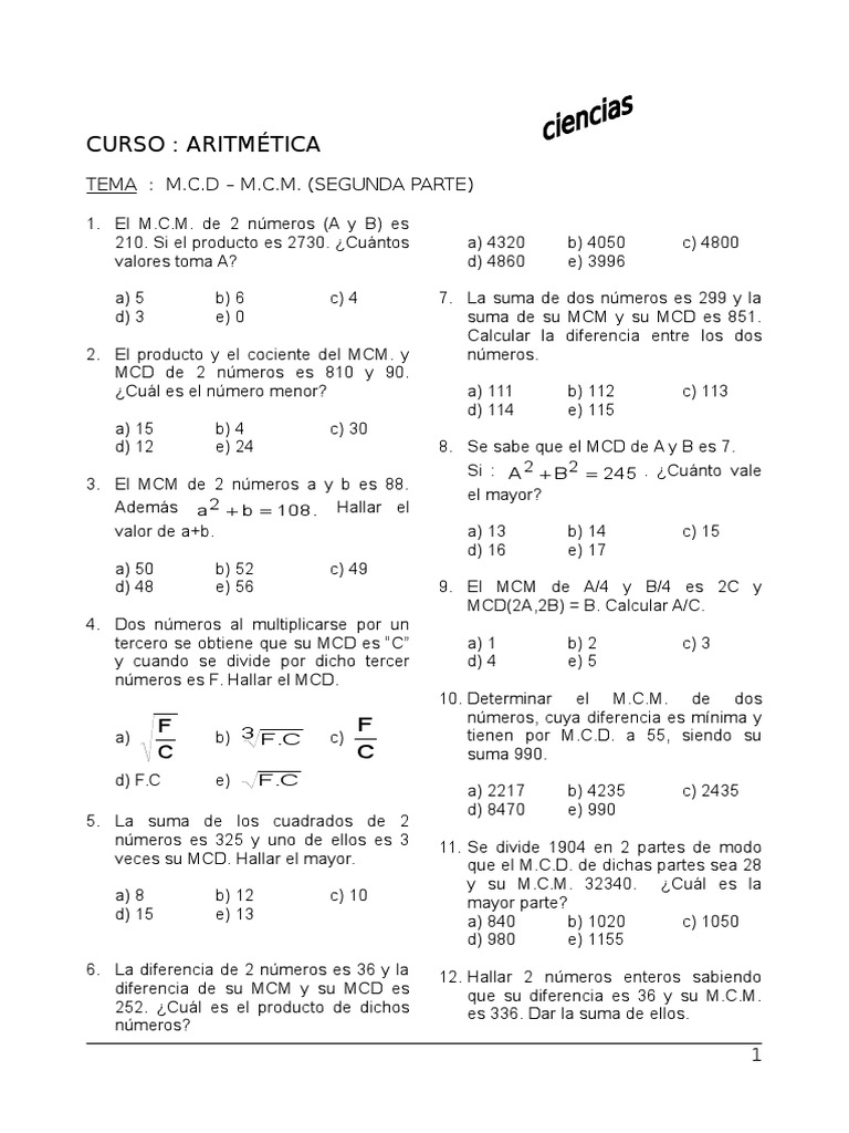 MCM - MCD Final 2 | PDF | Conceptos matemáticos | Objetos matemáticos