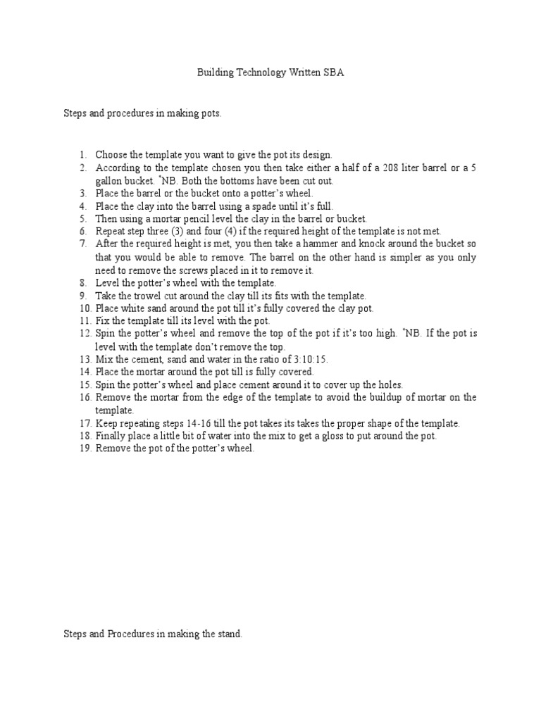 Building Technology Written Sba | PDF | Mortar (Masonry) | Pottery
