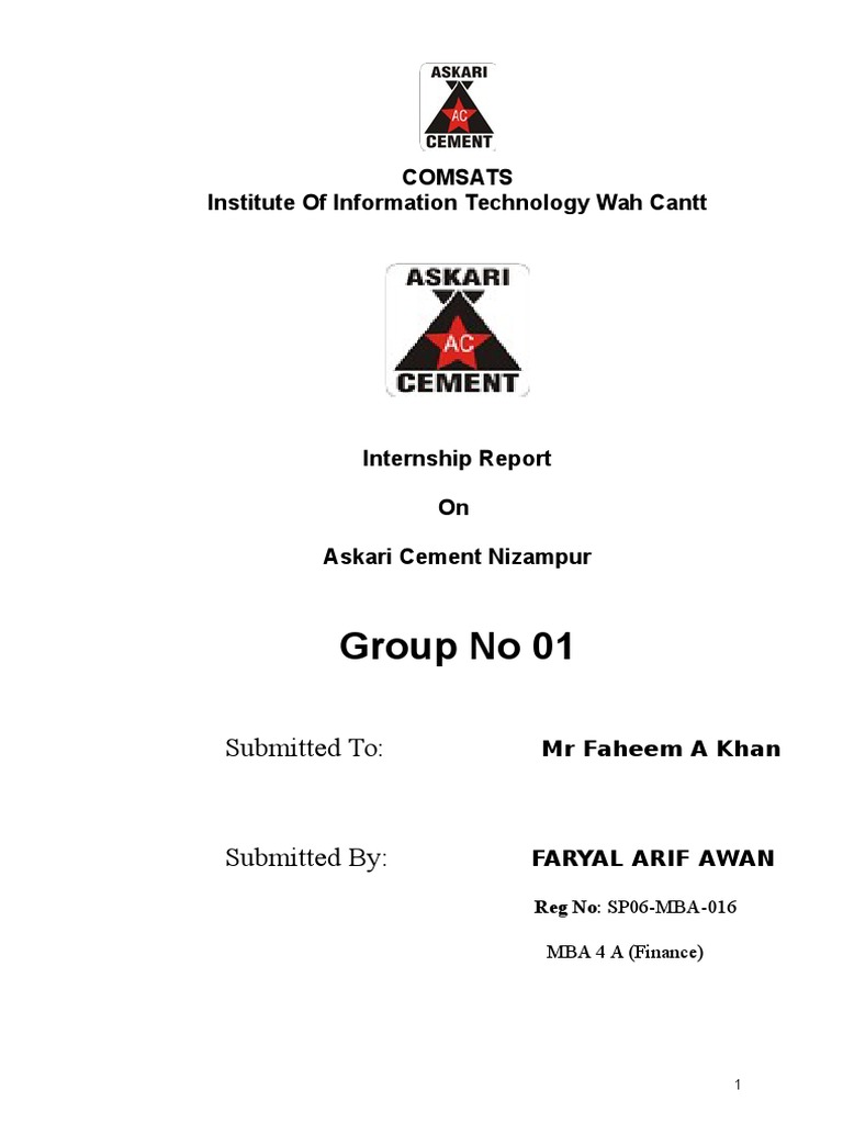 Internship Report on Askari Cement Finance | PDF | Business