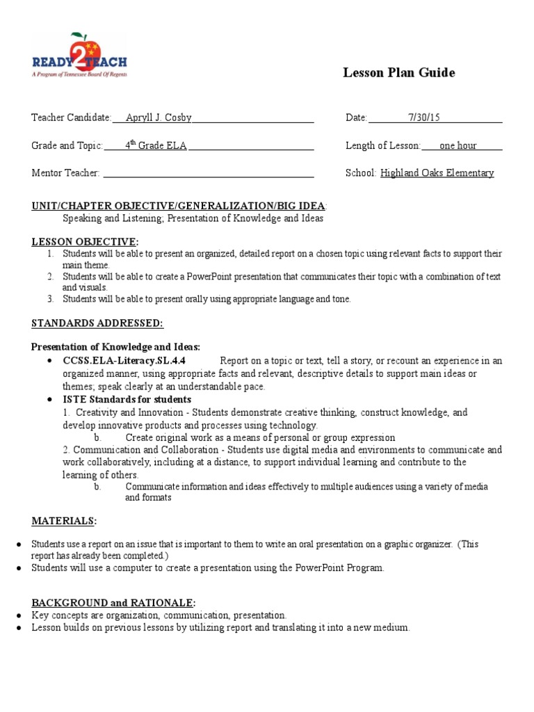 how to give a presentation lesson plan