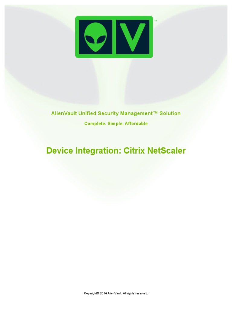 Alien Vault Device Integration Citrix NetScaler | PDF | Secure Shell | Command Line Interface