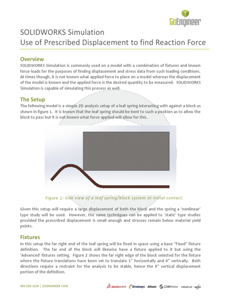Solidworks Simulation Prescribed Displacements Pdf Force Stress