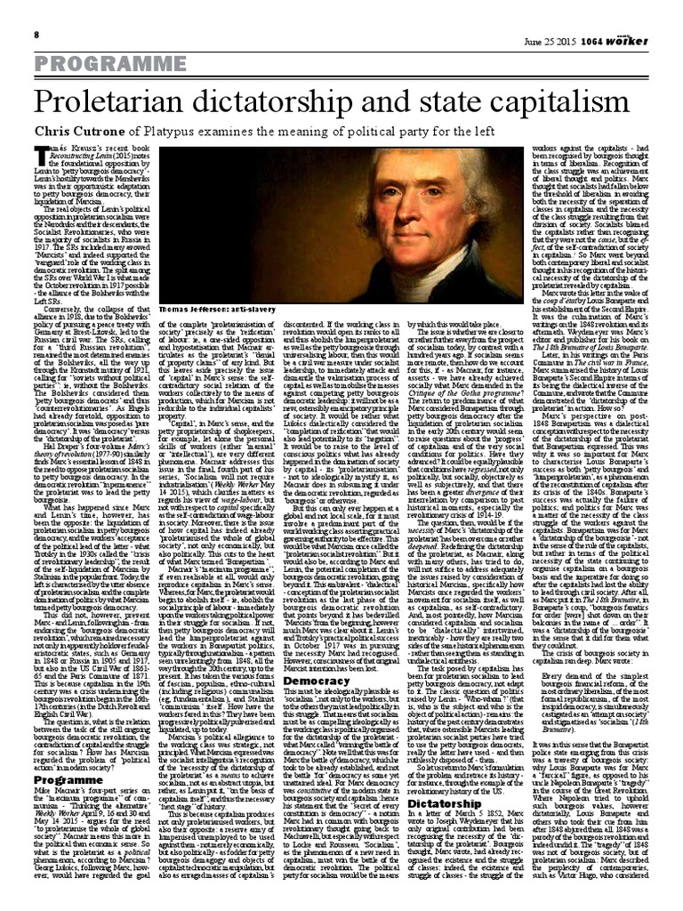 Chris Cutrone, "Proletarian Dictatorship and State Capitalism" | PDF ...