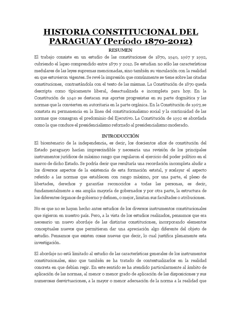 Historia Constitucional Del Paraguay | PDF | Elecciones | Votación