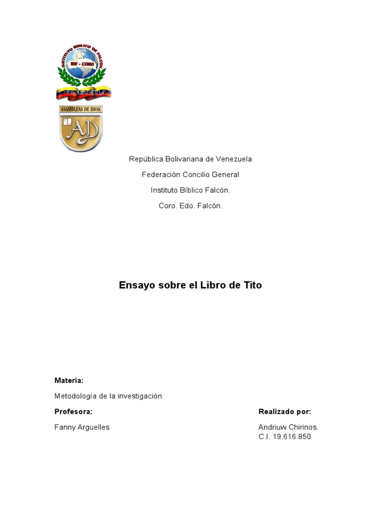 Ensayo Sobre Tito | PDF | Pablo el apóstol | Iglesia Católica