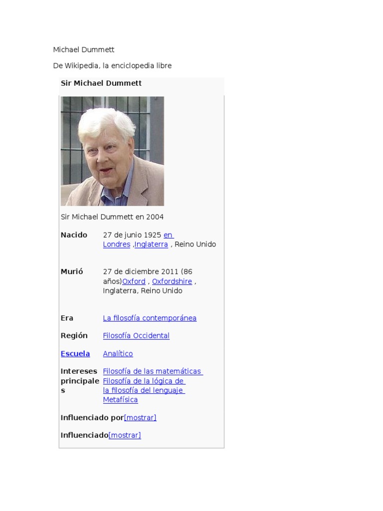 Michael Dummett | PDF | Lógica | Verdad