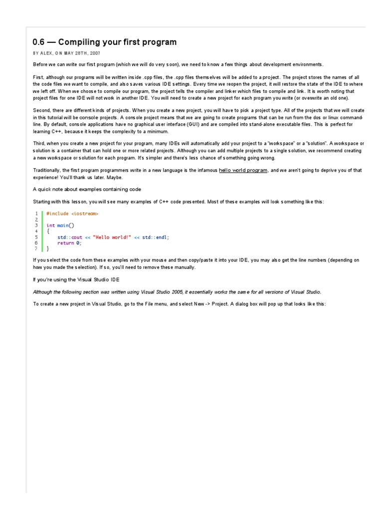 First C++ Program Setup Guide | PDF | Computer Architecture ...