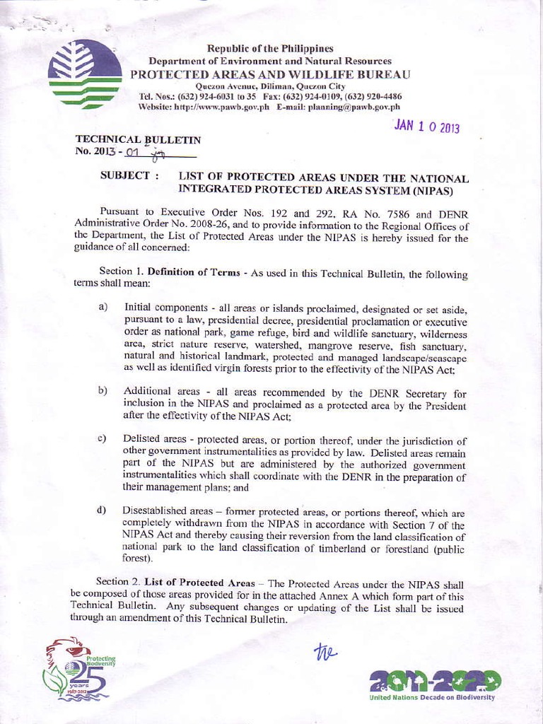 List of Protected Areas in NIPAS | PDF | Manila | Philippines