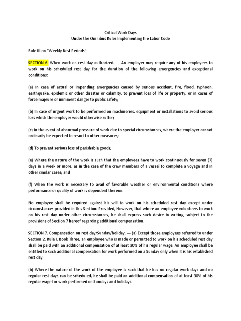 Critical Work Days | PDF | Overtime | Employment