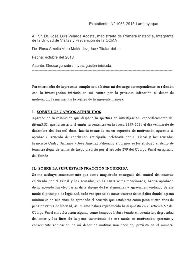 Modelo de Descargo Judicial | PDF | Castigos | Derecho penal