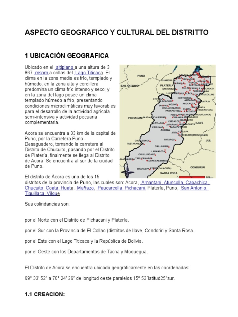 Geografía y Cultura del Distrito de Ácora | PDF | Bolivia | Clima templado