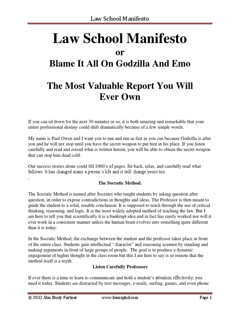 The Law School Manifesto | Strategist | Brain