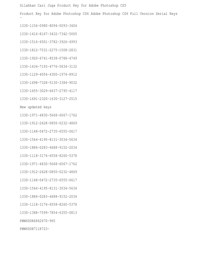 Serial Photoshop cs6 | PDF