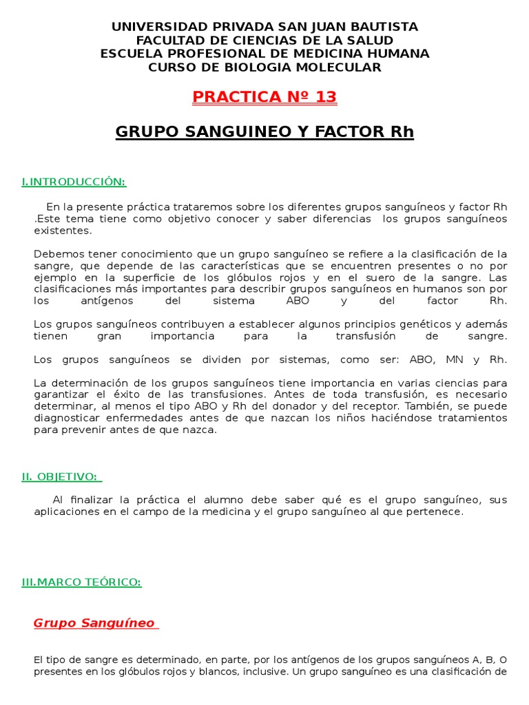 Grupos Sanguíneos y Factor Rh | PDF | Tipo de sangre | Patologia clinica