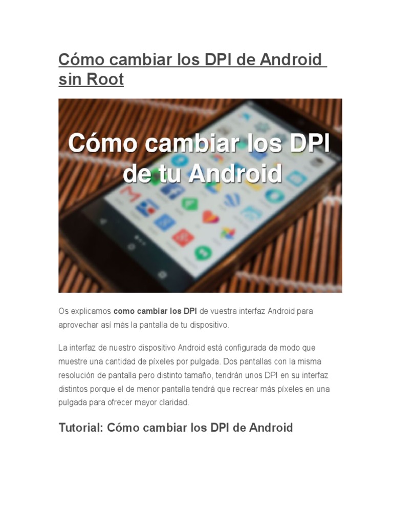 Cambia DPI Android sin Root | PDF | Mac OS | Android (sistema operativo)