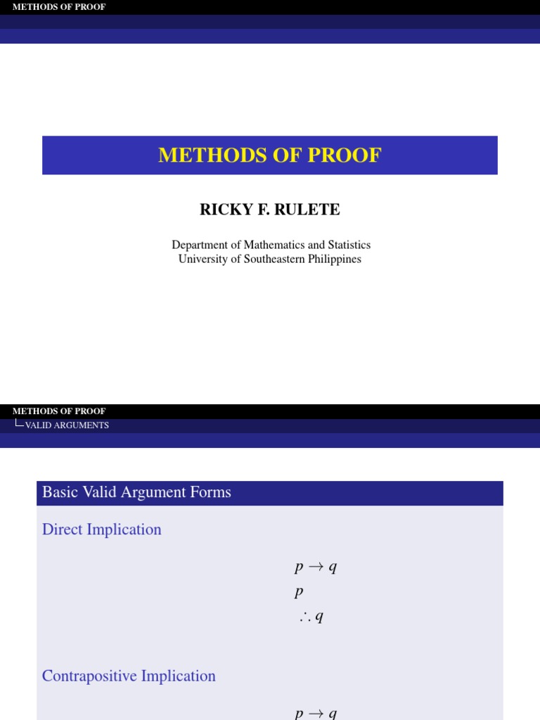 An In-Depth Exploration of Valid and Indirect Proof Methods for ...