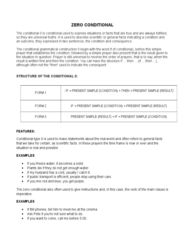 Zero Conditional English | PDF | Sentence (Linguistics) | Onomastics