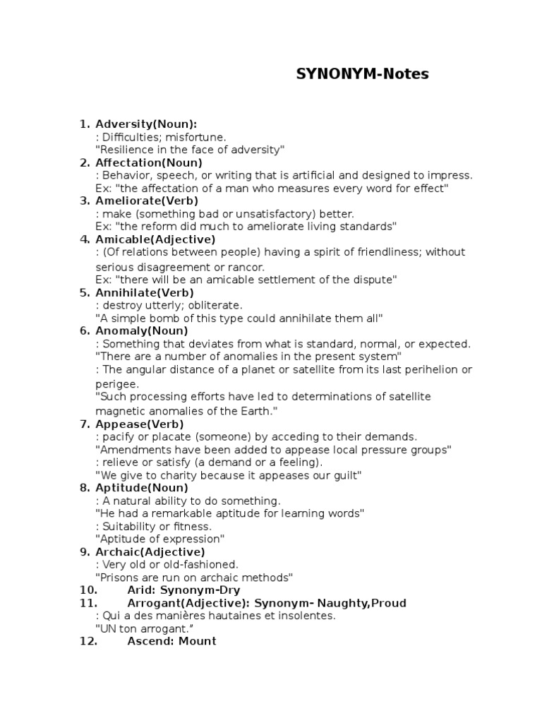 Synonym Notes | Freelancer | Courage | Free 30-day Trial | Scribd