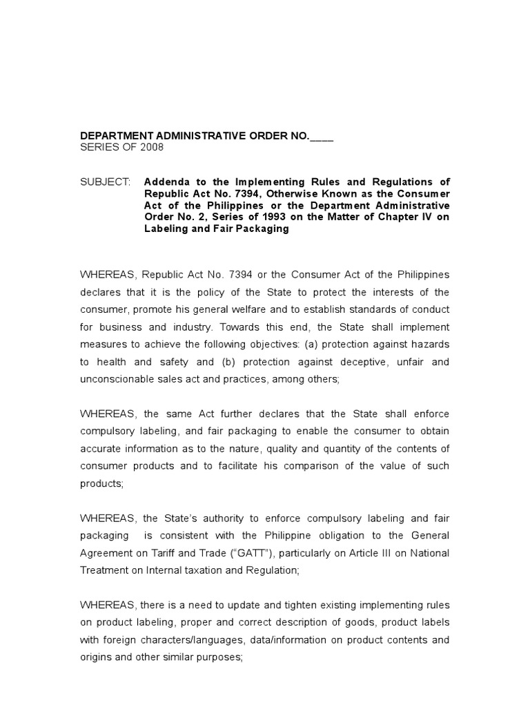 DTI Updates Labeling Rules | PDF | Packaging And Labeling | Regulatory ...