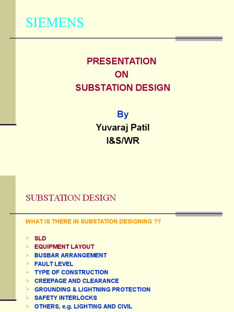 Siemens: Presentation ON Substation Design | PDF | Electrical ...