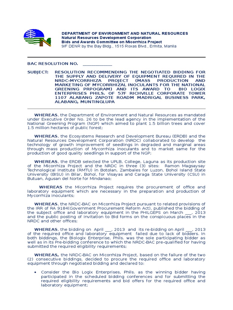 BAC RESOLUTION | Procurement | Government