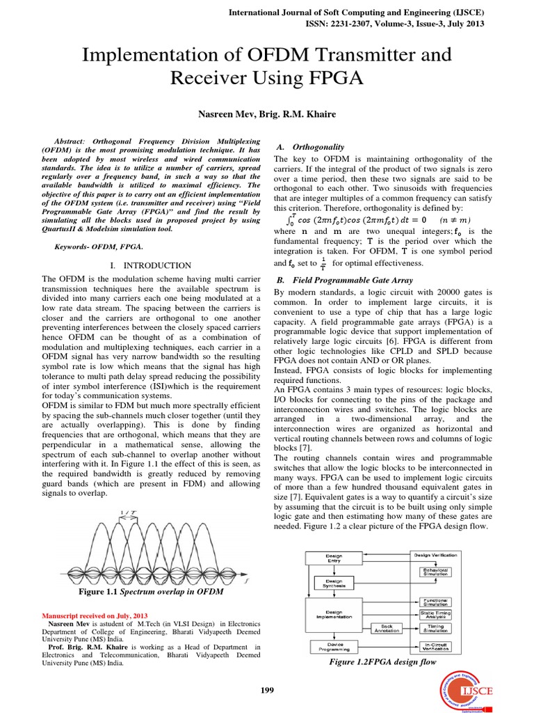 Implementation of OFDM Transmitter and Receiver Using FPGA: Nasreen Mev, Brig. R.M. Khaire | PDF ...