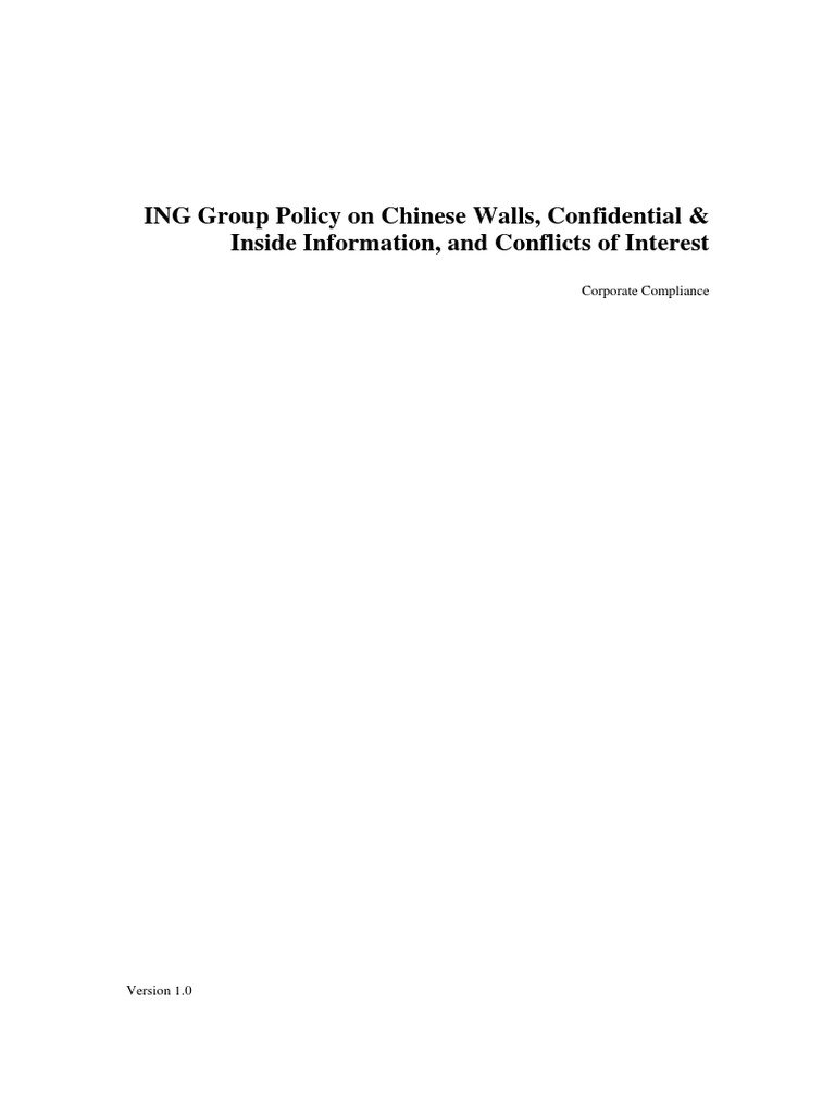 ING Policy On Chinese Walls | PDF